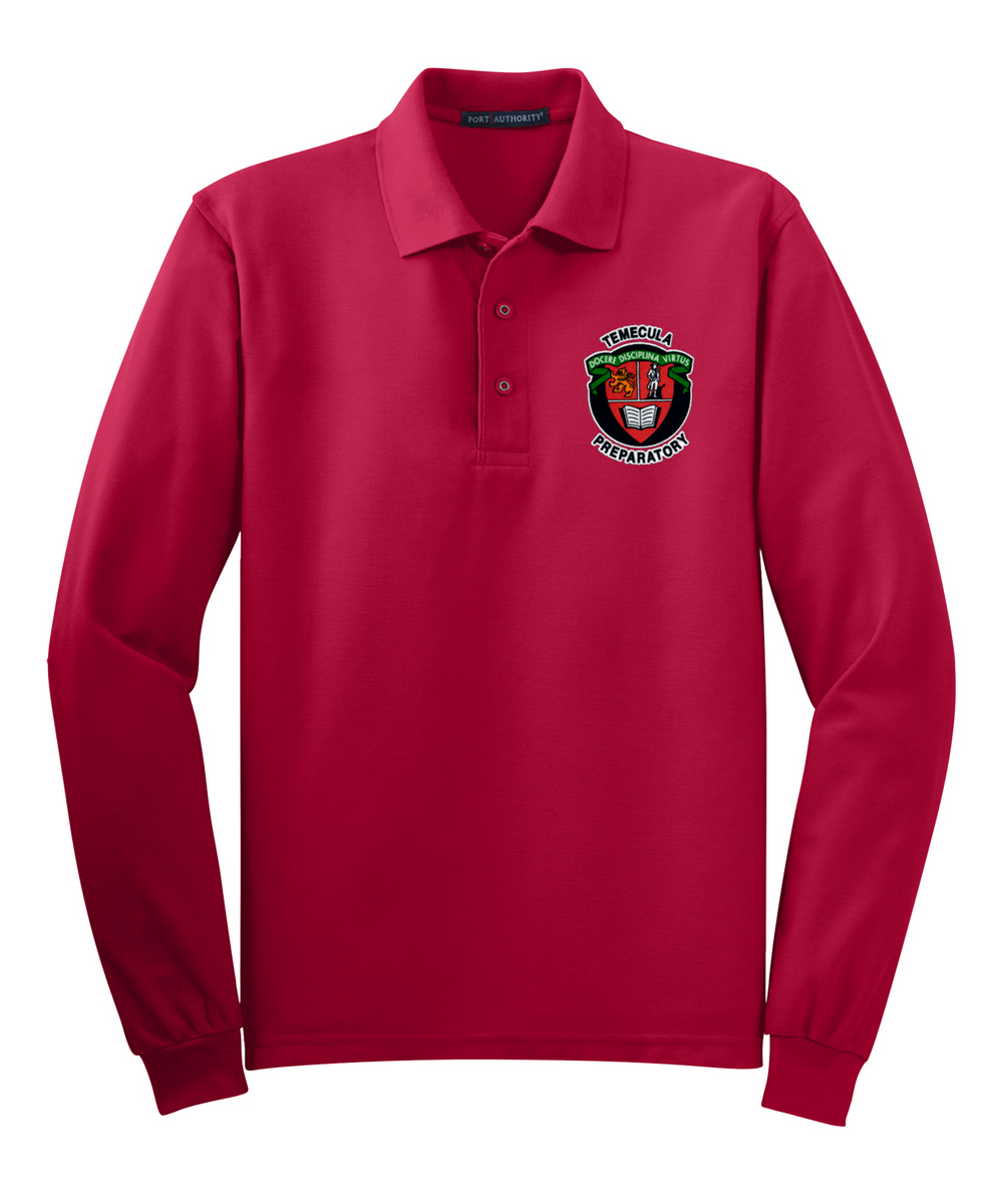TPS Men's Long Sleeve Polo Shirt in Red, White, Navy & Green – Wolfpack ...